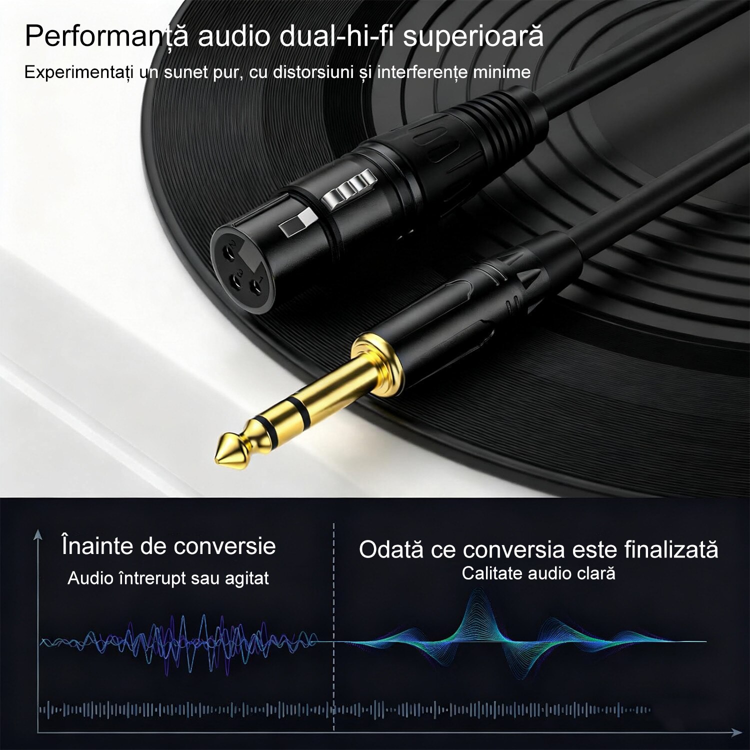 Cablu GORMUR XLR mama la 6.35 mm TRS, cablu de microfon 6.35 mm stereo ...