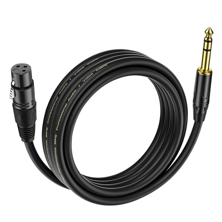 Cablu GORMUR XLR mama la 6.35 mm TRS, cablu de microfon 6.35 mm stereo ...