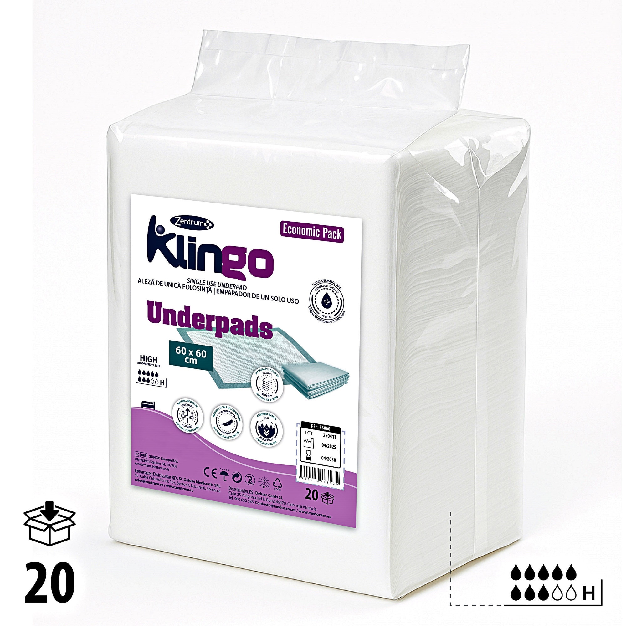 Aleze de unica folosinta Klingo 60x60 cm – pachet 20 buc - eMAG.ro
