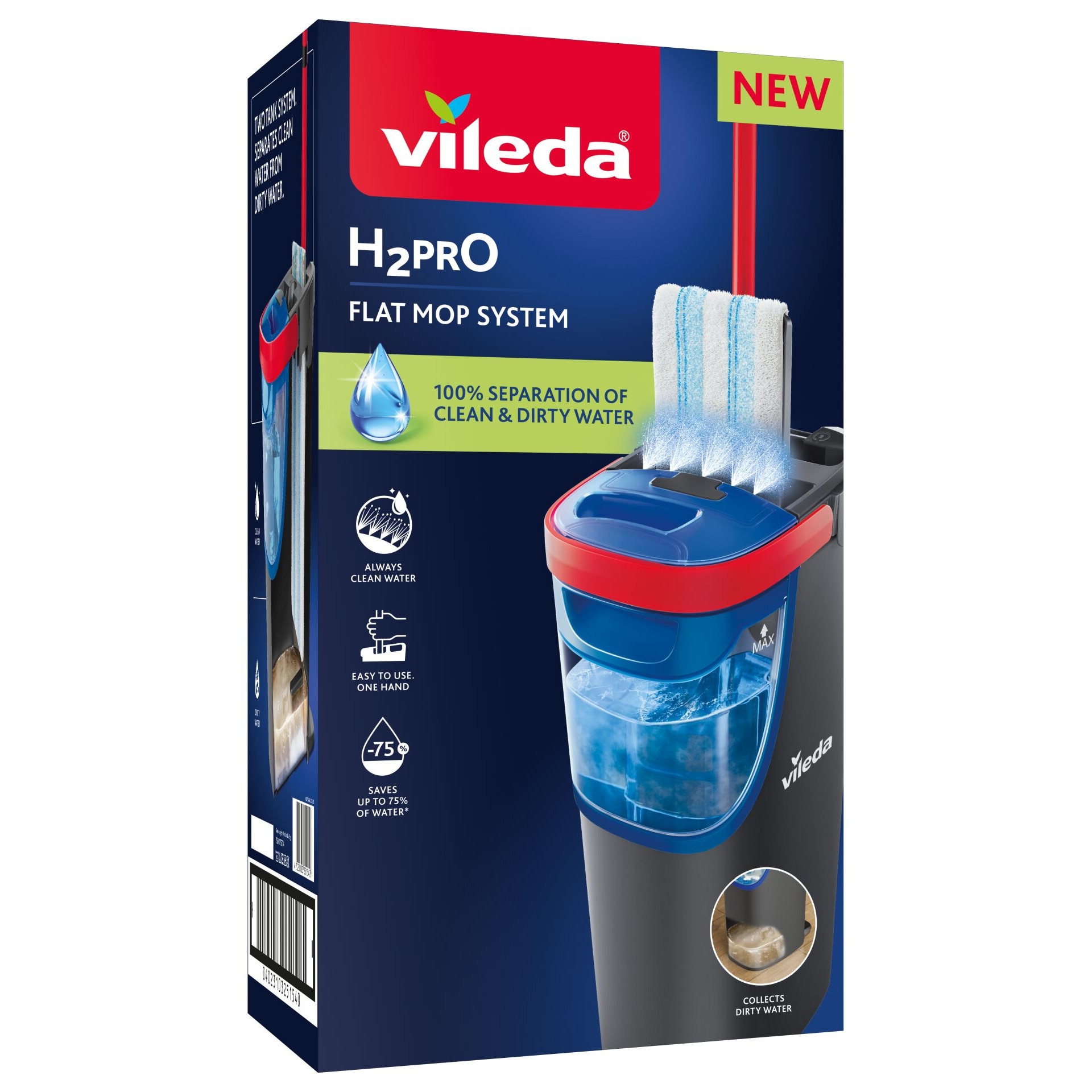 Set mopuri plate Vileda H2PrO, gri și roșu, maner ergonomic, cap ...