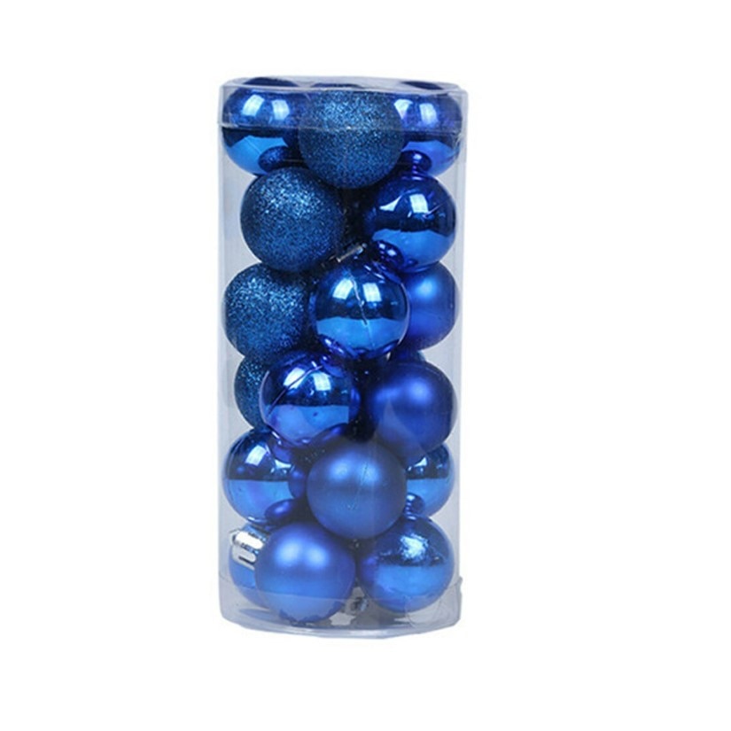 Set 24 Globuri Brad 5 cm Albastru, Globuri Simple & cu Sclipici pentru ...