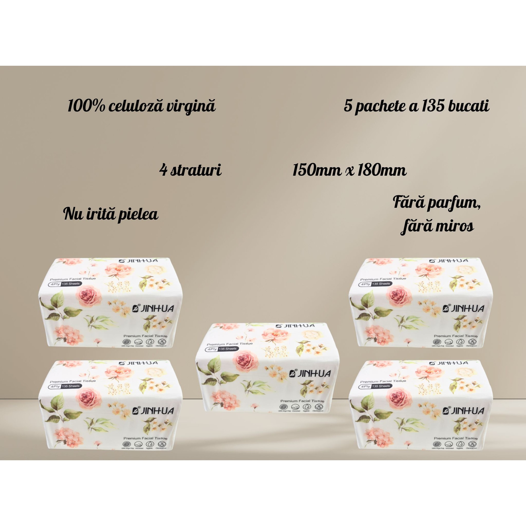Servetele uscate Premium, Jinhua, Set 5 pachete, 4 Straturi, 675buc ...