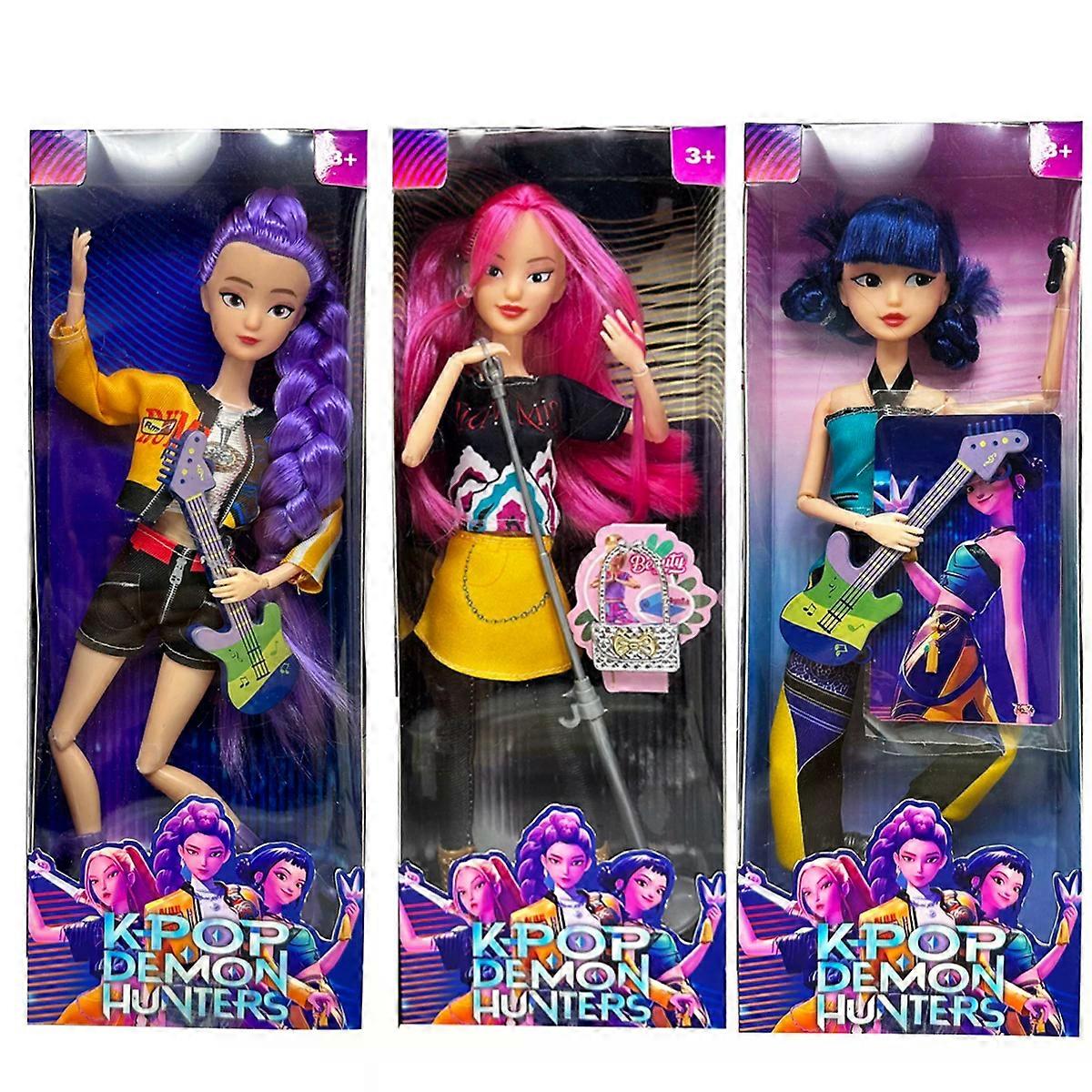 Set figurine Kpop 2026 Demon Hunters, 3 papusi, 30cm, pentru fete, 3-6 ...