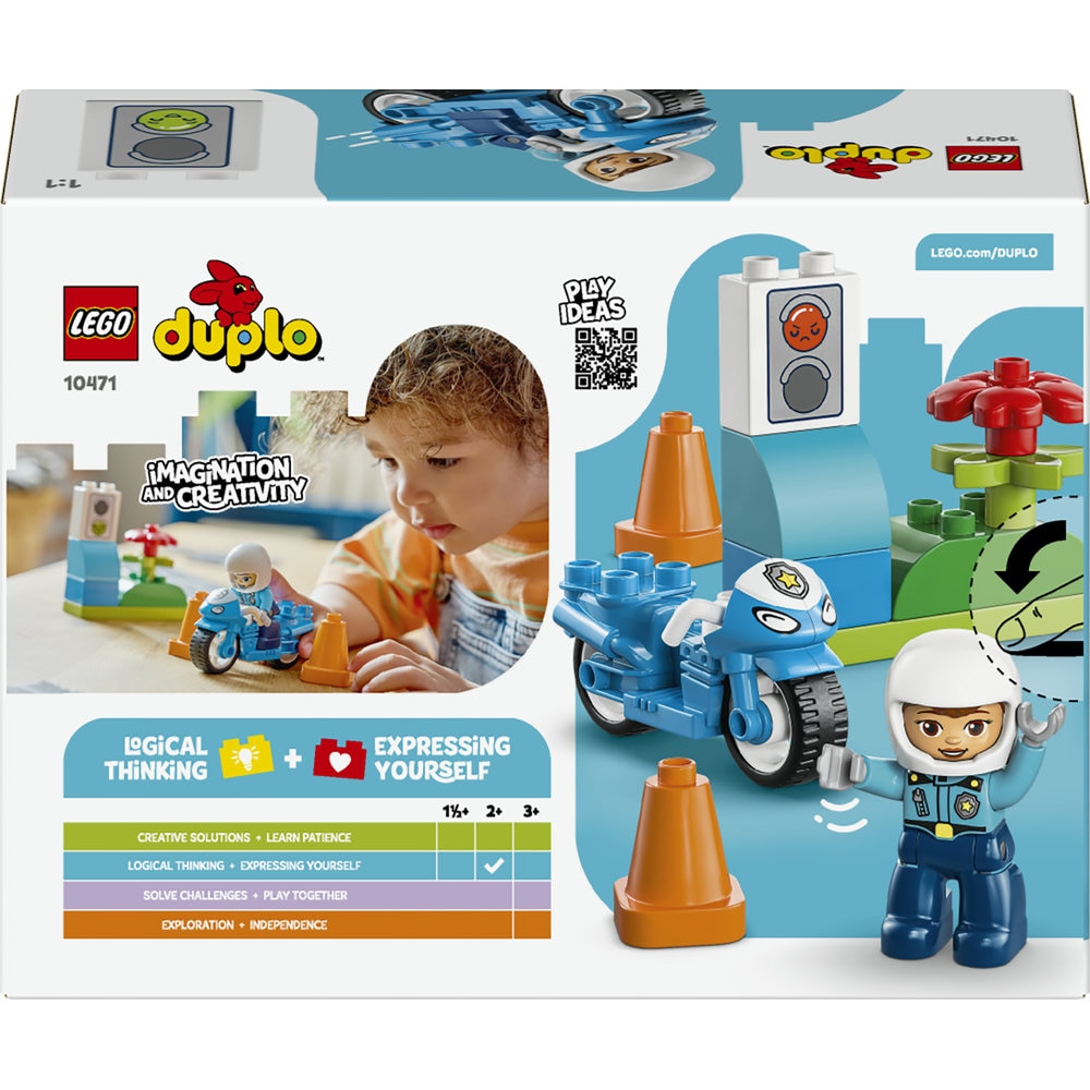 LEGO® DUPLO Town - Motocicleta albastra de politie 10471, 11 piese ...