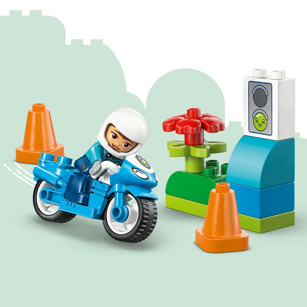 LEGO® DUPLO Town - Motocicleta albastra de politie 10471, 11 piese ...