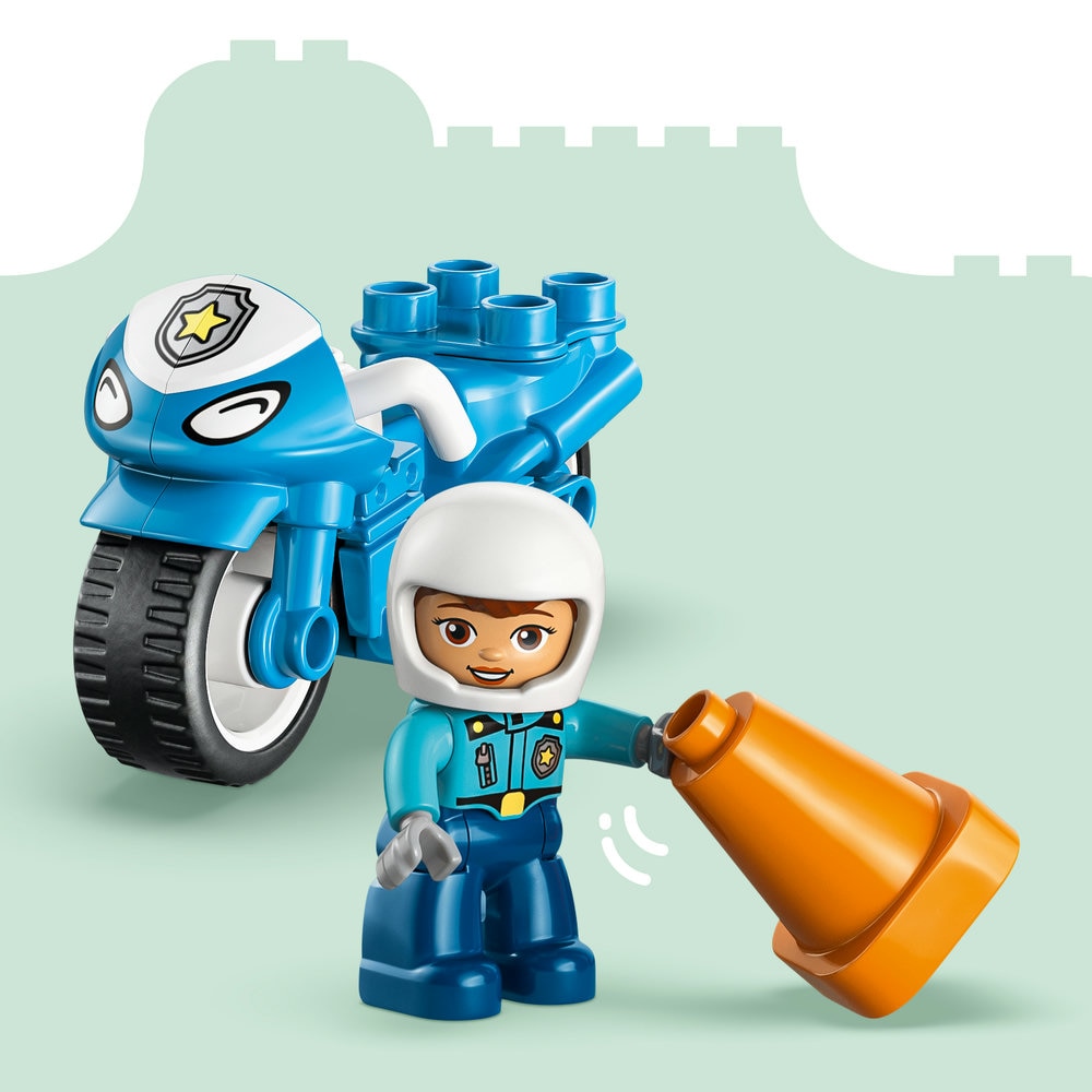 LEGO® DUPLO Town - Motocicleta albastra de politie 10471, 11 piese ...