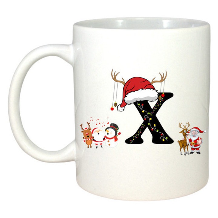 Cana X Litera Cu Luminite Reni Si Mos Craciun, Craciun, Sarbatori ...