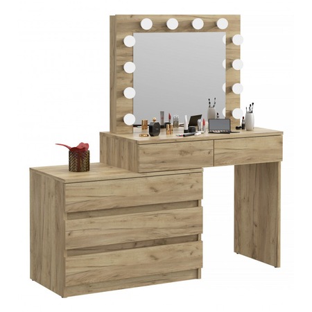 Masuta de toaleta cu Oglinda LED, eMobili, 130 cm, machiaj, makeup ...
