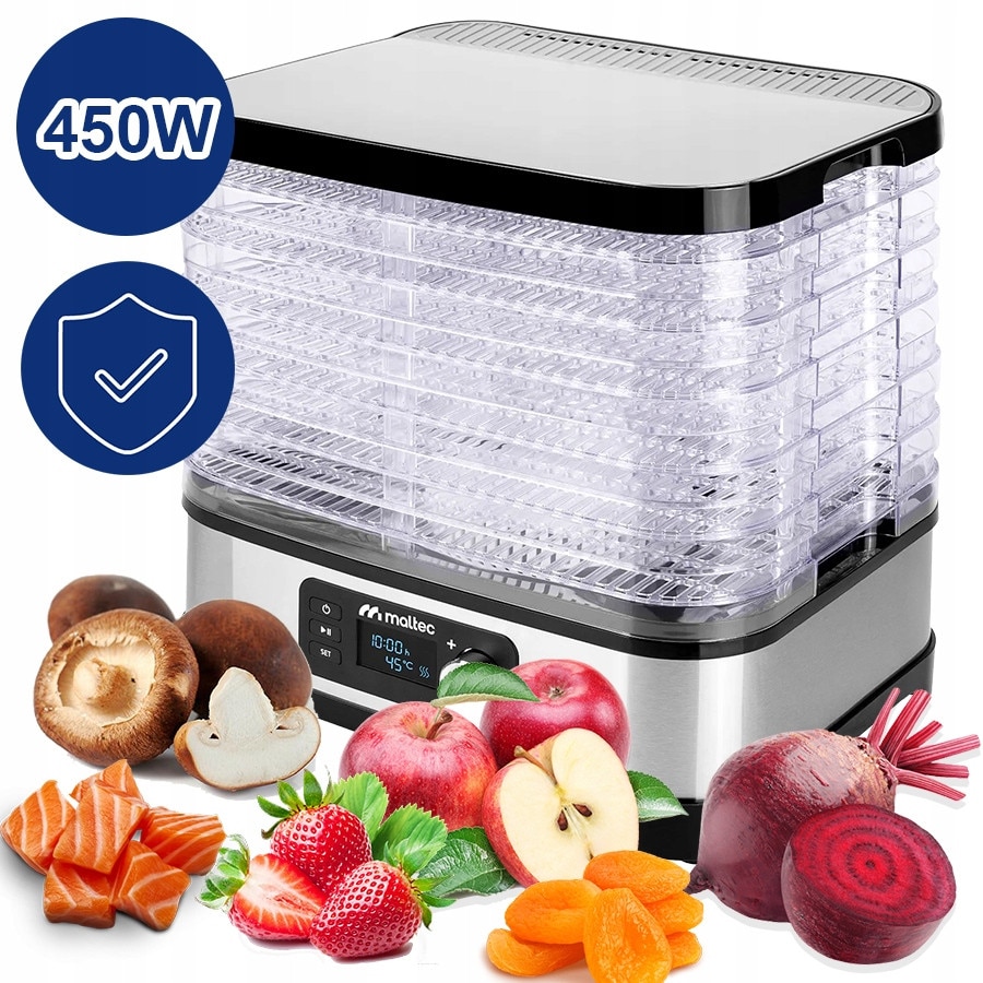 Deshidrator de alimente, 6 tavi, 450W, capacitate 14,4L, termostat 35 ...