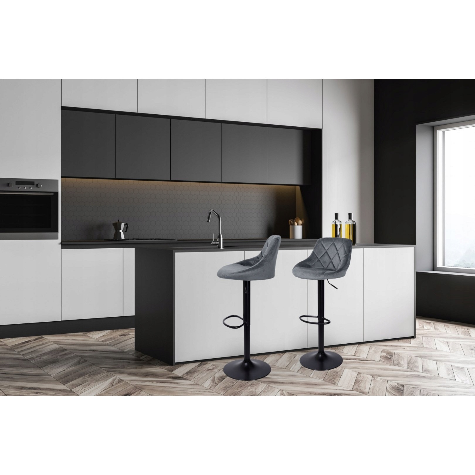 Scaun de bar, Cydro, grafit, 360° rotire, inaltime reglabila, 62-82cm ...