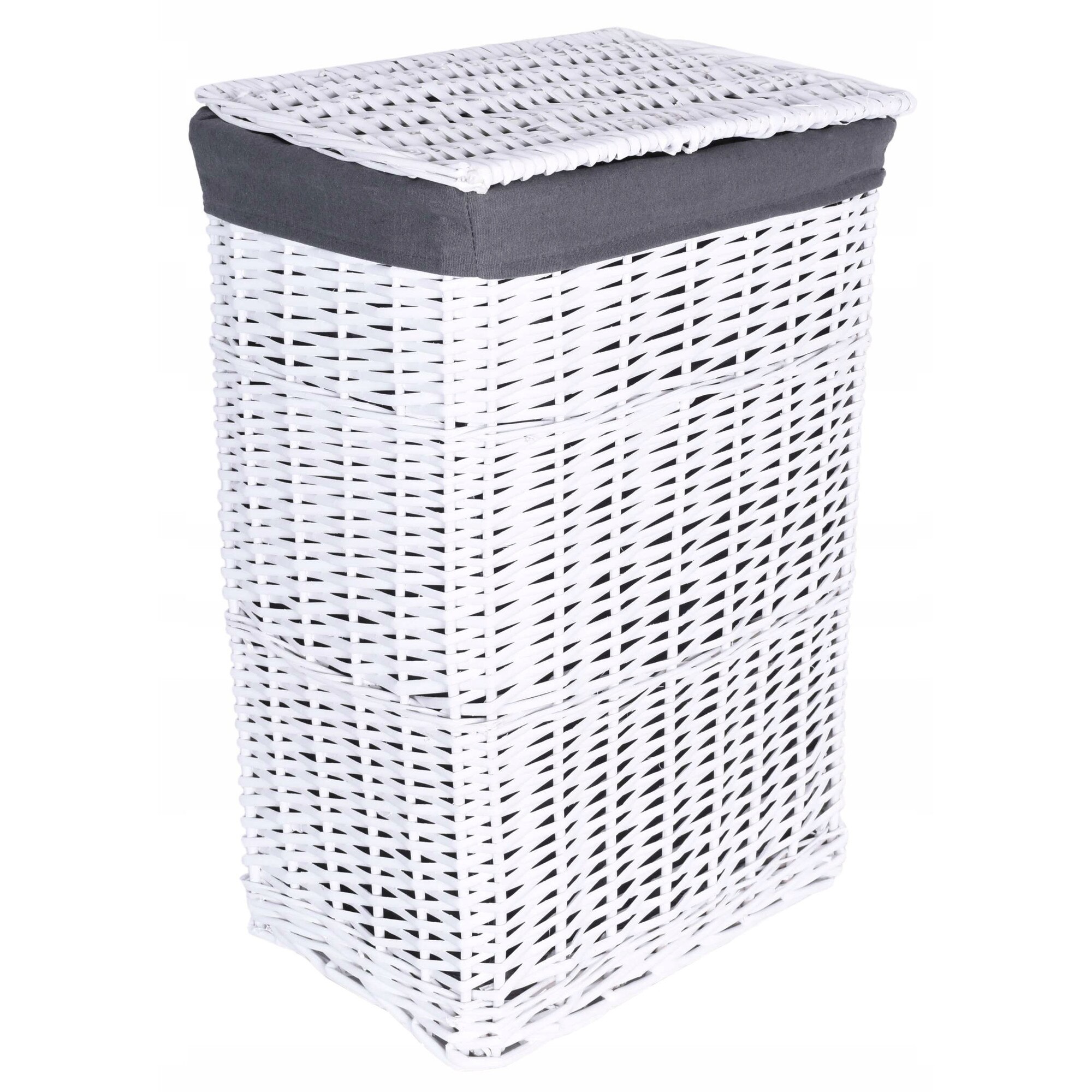 Cos de rufe din ratan, GMM Group, 72L, alb, 60x40x30cm - eMAG.ro