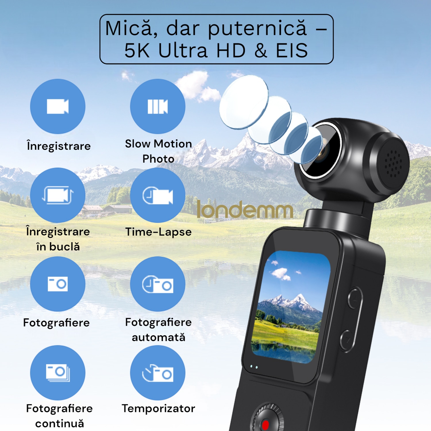 Camera Video Sport LONDEMM 5K UHD, WiFi, Display TouchScreen 1.69 ...