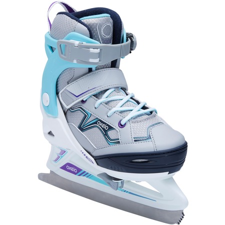 Patine Oxelo, fit 100, gri-turcoaz, 32/35, pentru fete - eMAG.ro