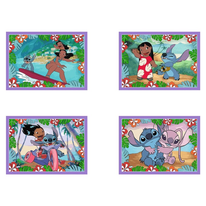 Set Puzzle 4in1 ANGMAD, 35-70 piese, realizat din carton premium, joc ...