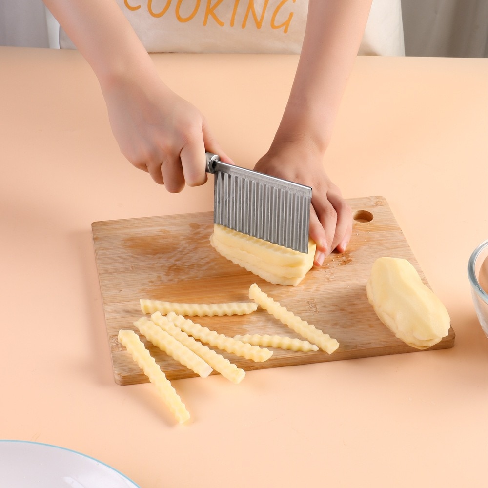 Cutit ondulat de bucatarie pentru legume si cartofi, Moruo, otel ...