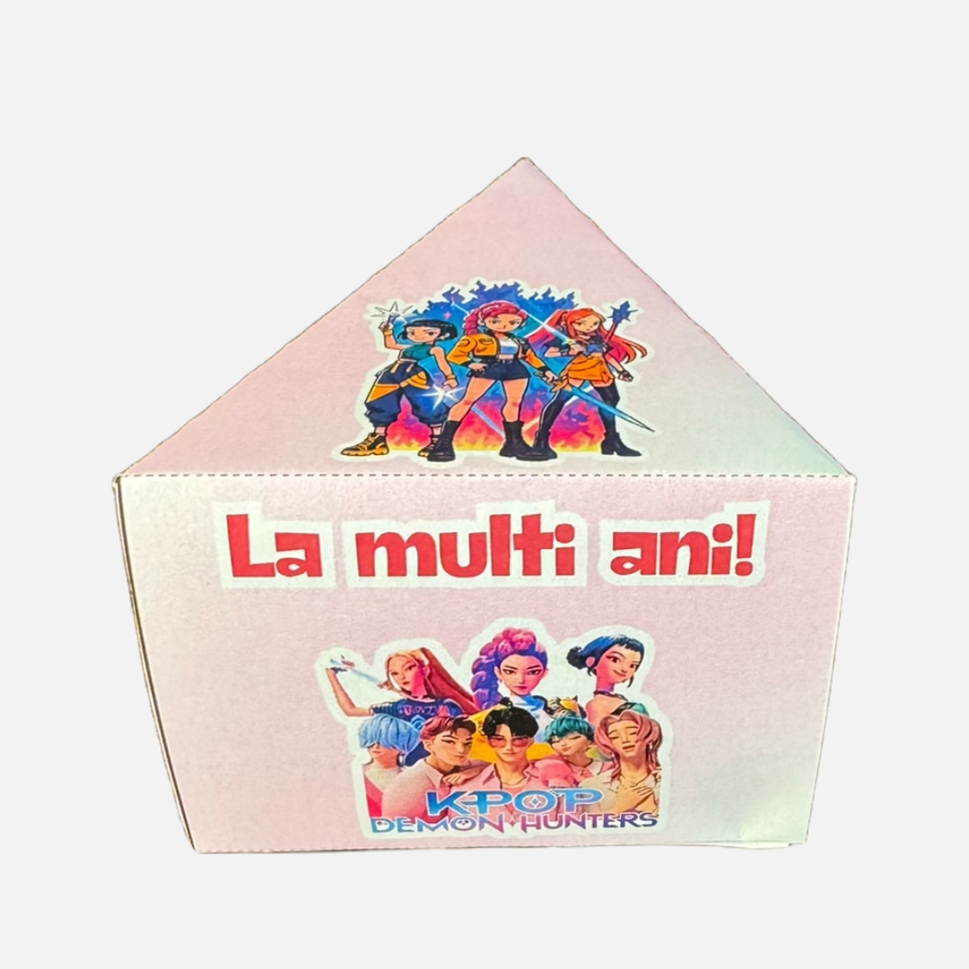 Set 5 Cutii felie tort carton, KPOP, design colorat, reutilizabil ...