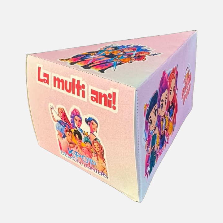 Set 5 Cutii felie tort carton, KPOP, design colorat, reutilizabil ...