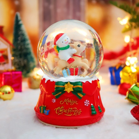 Glob de Craciun 100mm, design festiv, cu lumini si muzica - eMAG.ro