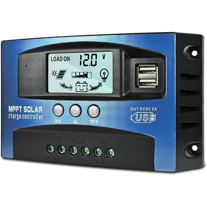 Controler solar MPPT 100A, XPQKDC, 12V/24V, ecran LCD, protectie la ...