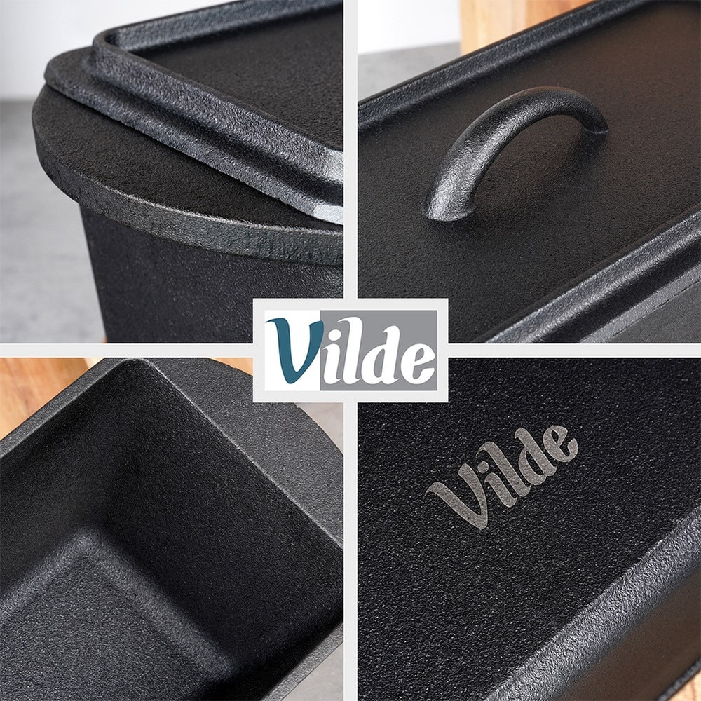 Tava de copt din fonta cu capac, 35x13,5x14cm, 3l, neagra - eMAG.ro