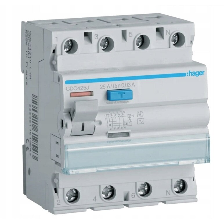 Dispozitiv de protectie diferentiala 4P 25A Hager 30mA, 230/400V ...