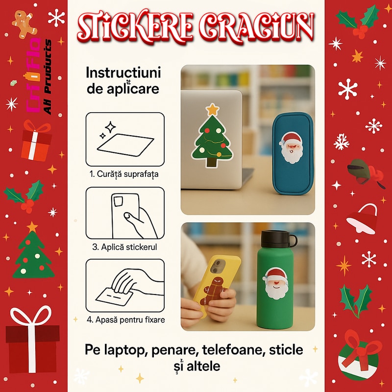 Sticker Mos Craciun Cu Fundal Alb Si Clopotel Craciun, Autoadeziv ...