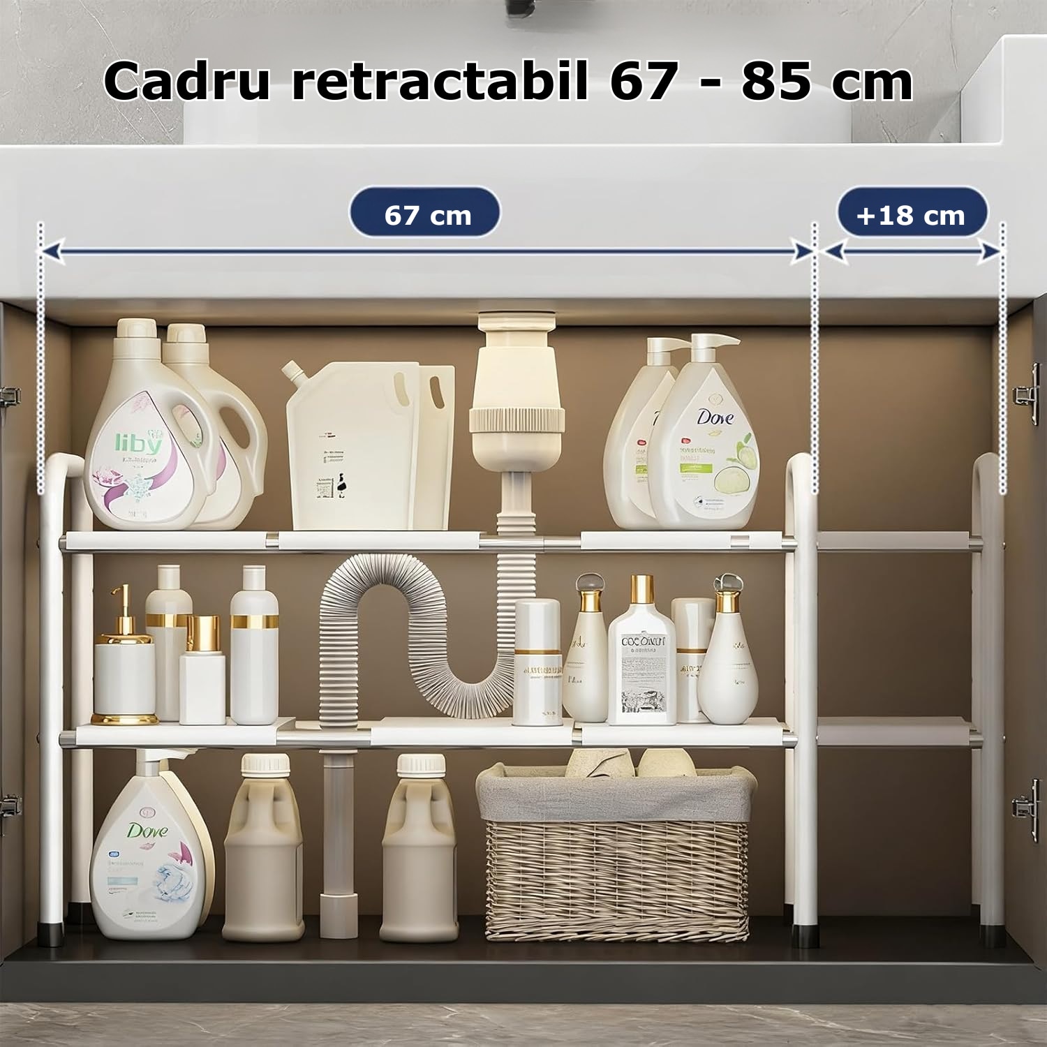 Raft organizator extensibil cu 2 rafturi Simply Joy®, Organizator de ...
