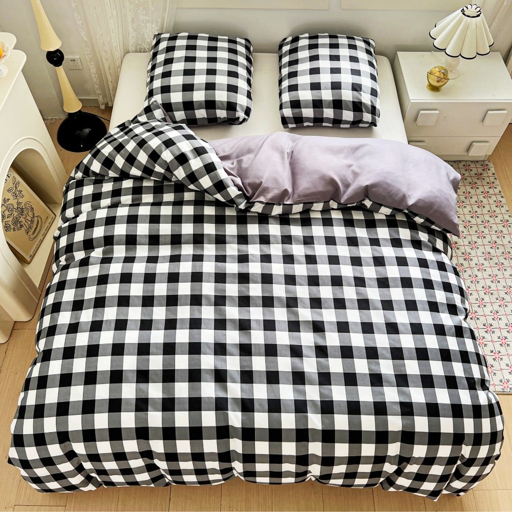 Set de lenjerie de pat 200x220 bumbac satinat fata-verso GierekHoff ...