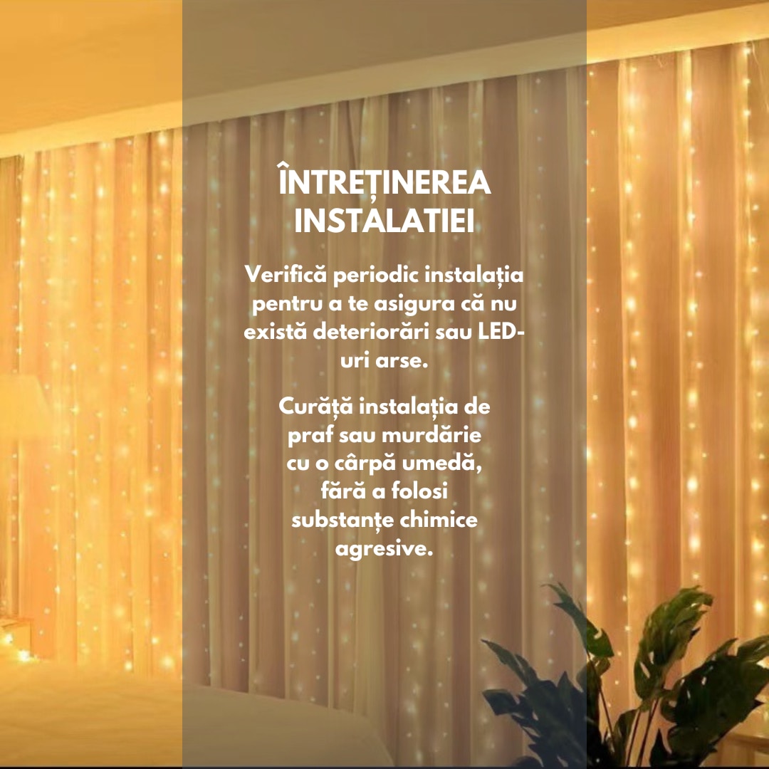 Instalatie de Craciun tip perdea, SDEPOT®, cu 240 LED-uri, 8 jocuri de ...