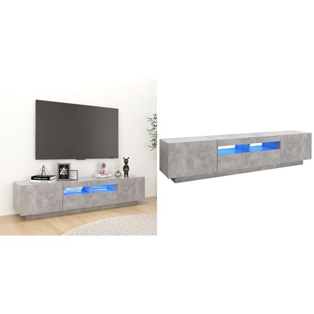Comoda TV cu lumini LED, gri beton, 180x35x40 cm - eMAG.ro