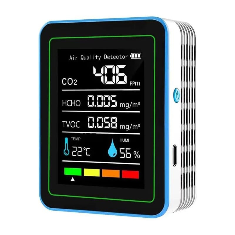 Monitor portabil masurare calitate aer, 5 in 1, detector CO2 dioxid de ...
