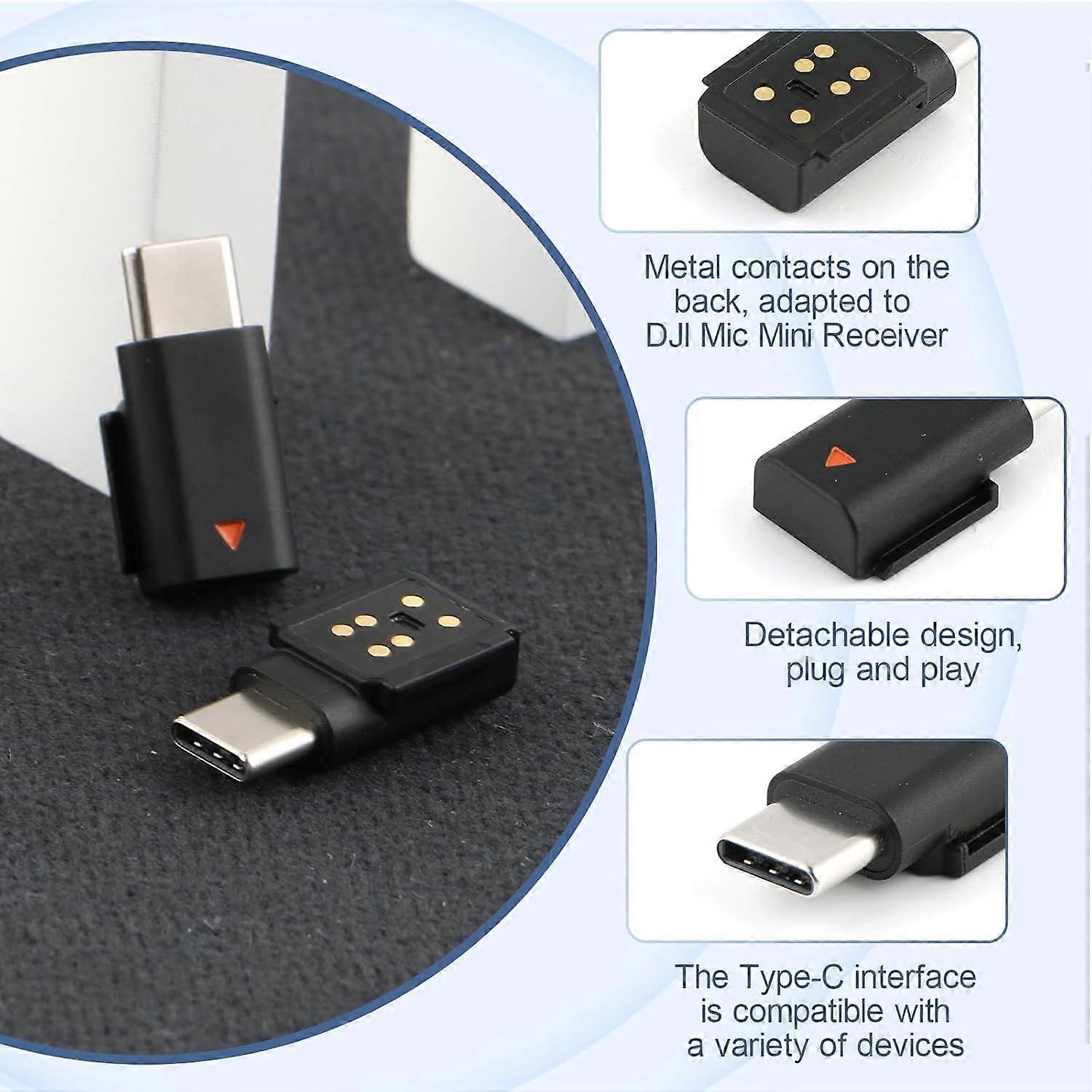 C típusú adapter DJI Mic Mini vezeték nélküli mikrofonhoz, hordozható ...
