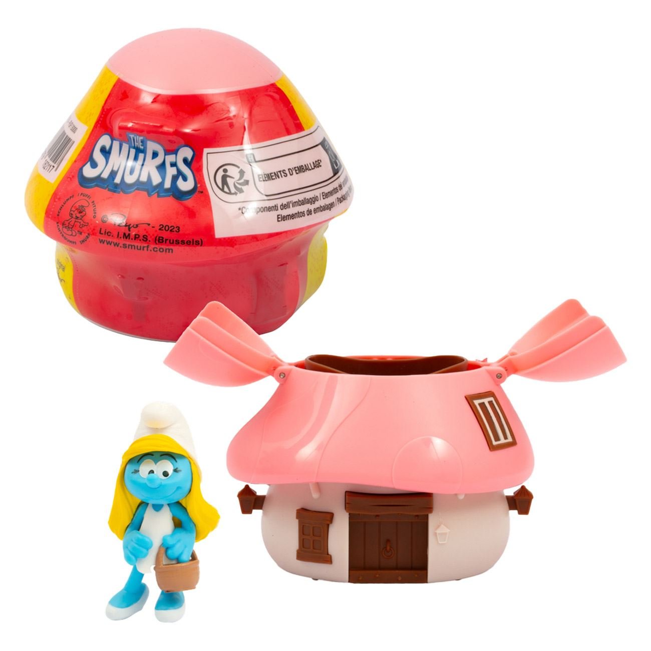 Figurina Strumfi, casa ciuperca cu confetti, 6 modele, 10x5cm 1 buc ...