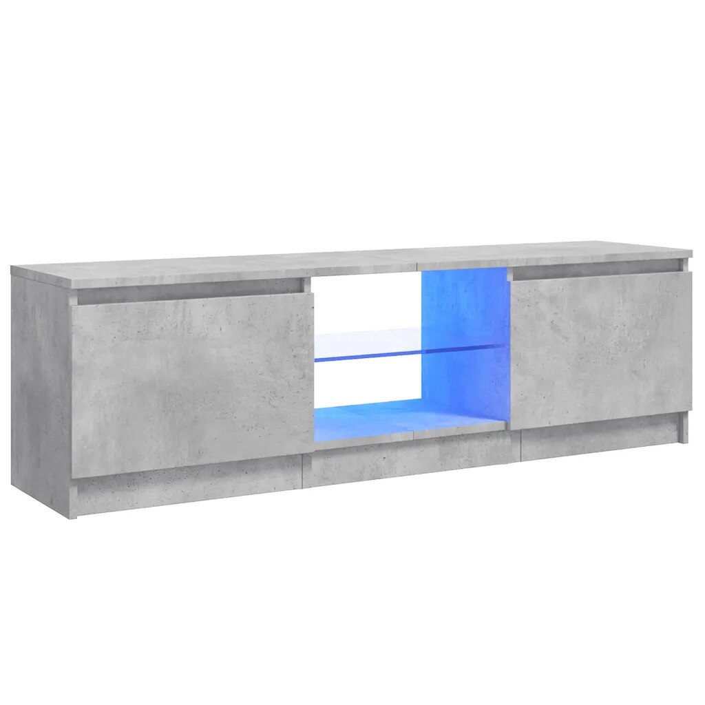 Comoda TV cu lumini LED, gri beton, 120x30x36 cm - eMAG.ro