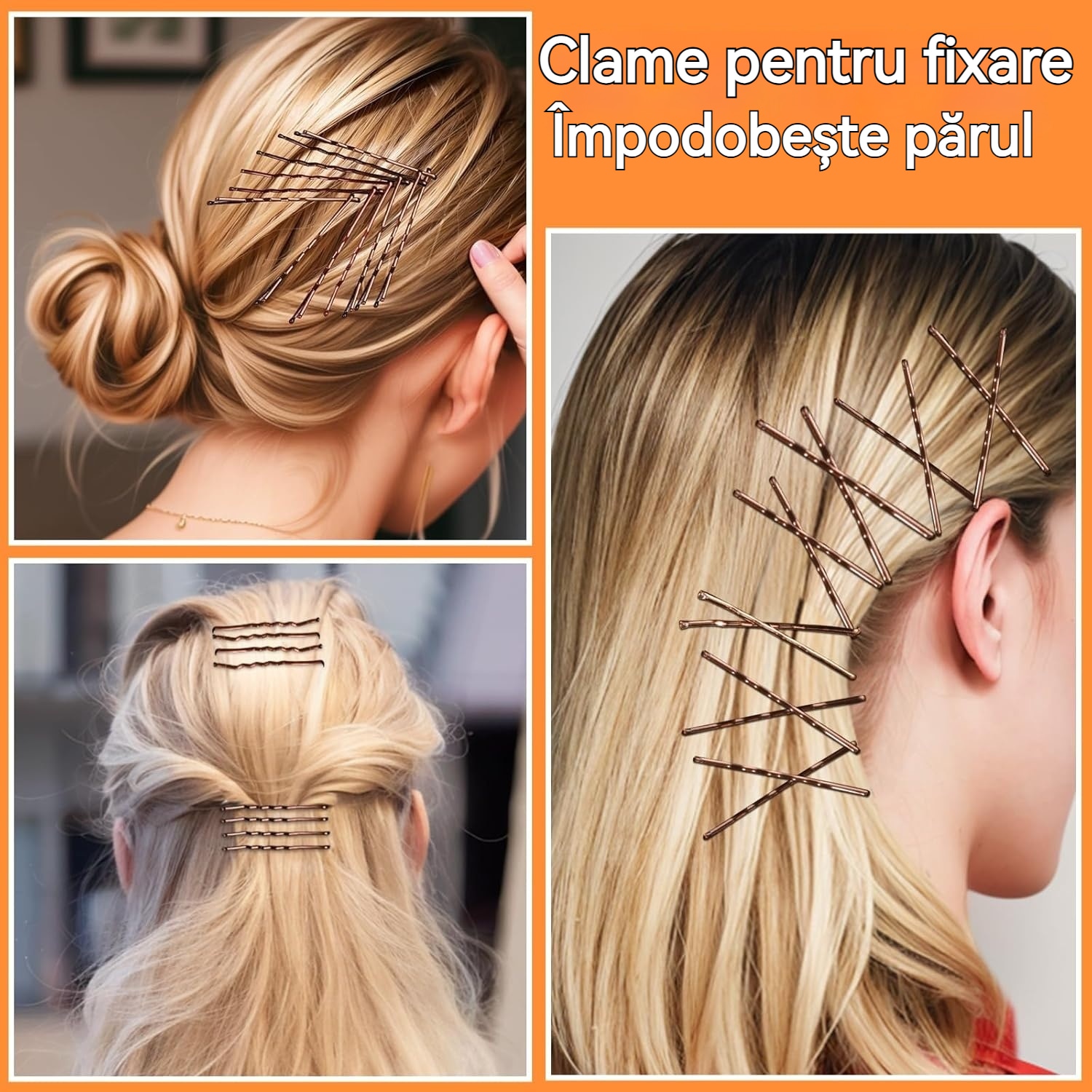 Set 300 bucati agrafe de par Kengege, agrafe maro, agrafe pentru cocuri ...