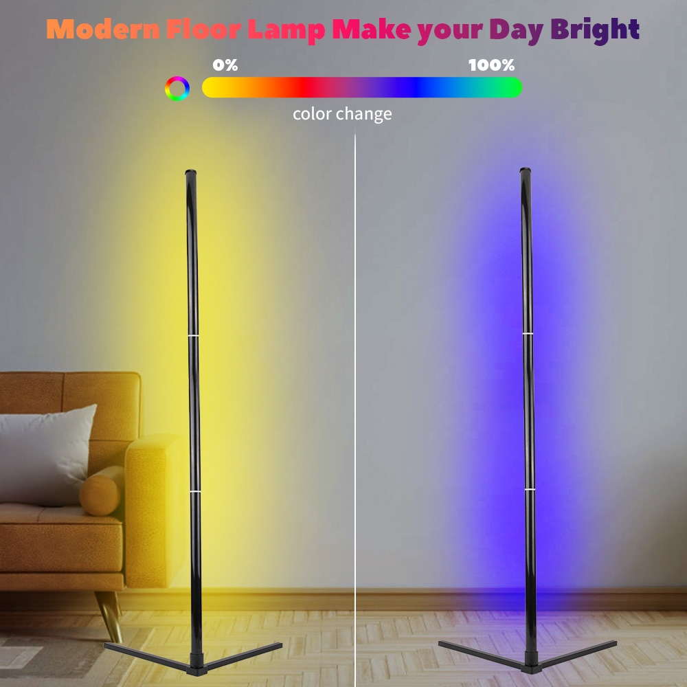 Lampa de podea LED colorata, Bedee, RGB Corner Floor Lamp, dimabil ...