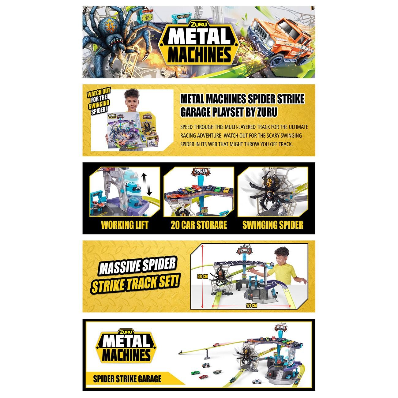 Pista Metal Machines Spider Strike cu Paianjen Gigant si 1 Vehicul ...