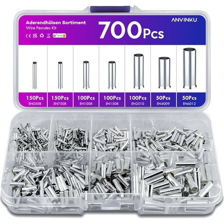 Set 700 pini terminali neizolati pentru sertizare, 7 tipuri de pini ...