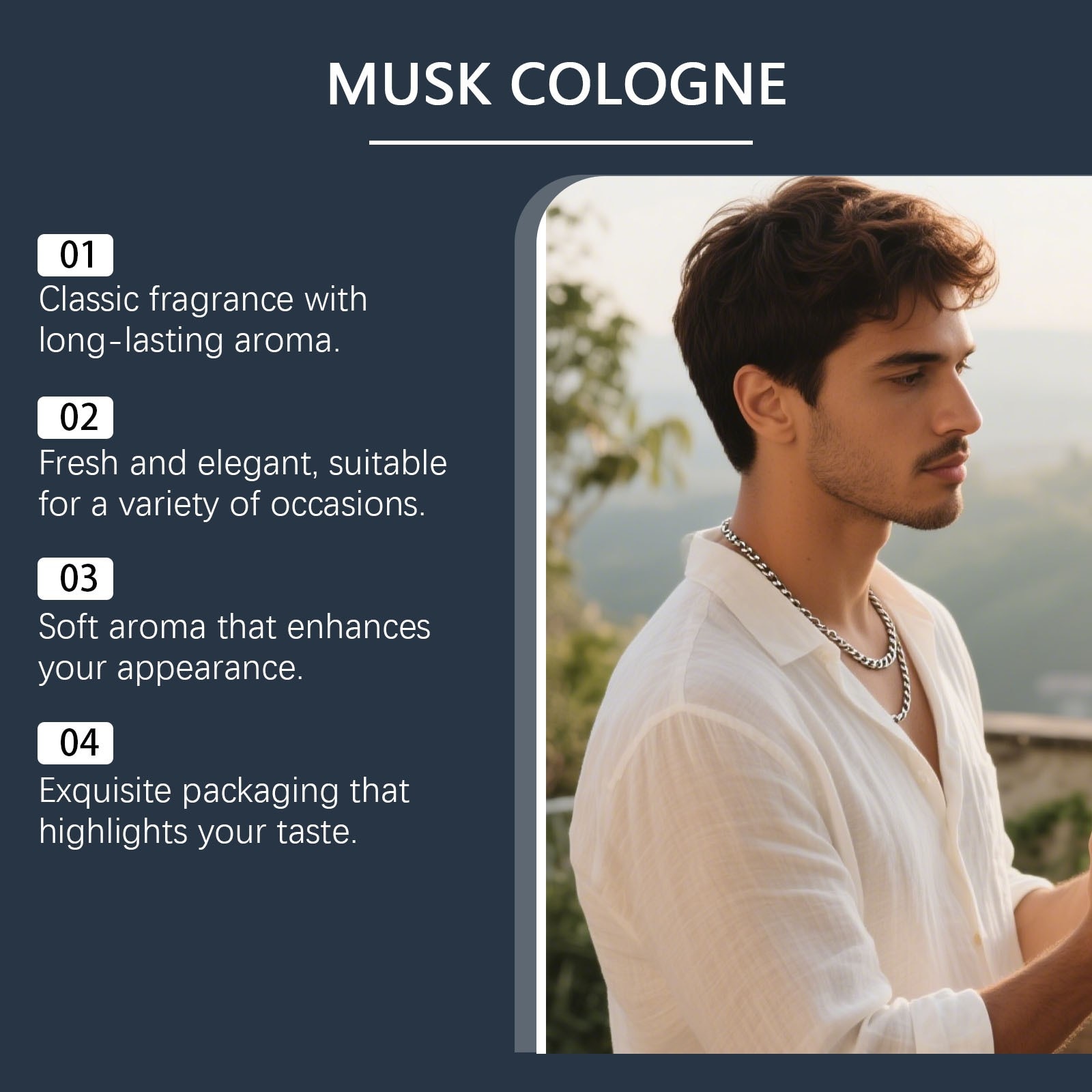 Apa de parfum cologne cu musc, parfum natural persistent, notiuni cu ...