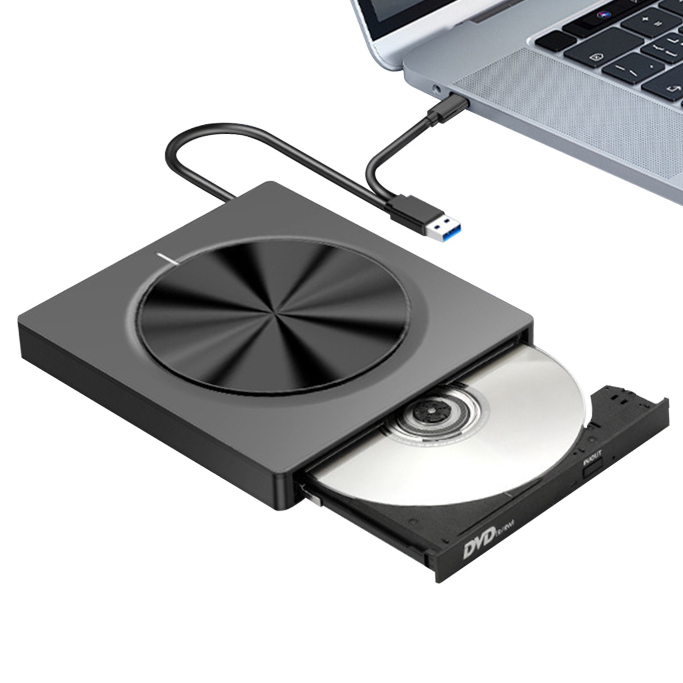 Unitate externă CD/DVD, Yulinland, Player DVD 7 in 1, Negru, Portabil ...