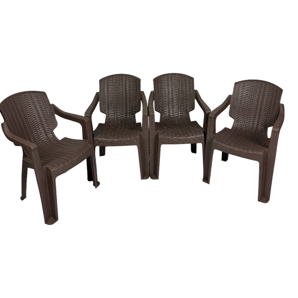 Set 4 Scaune de Gradina, Terasa, Fabricate din Plastic, Culoare Maro ...