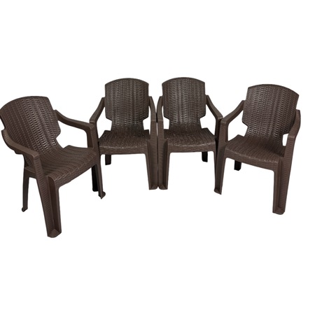 Set 4 Scaune de Gradina, Terasa, Fabricate din Plastic, Culoare Maro ...