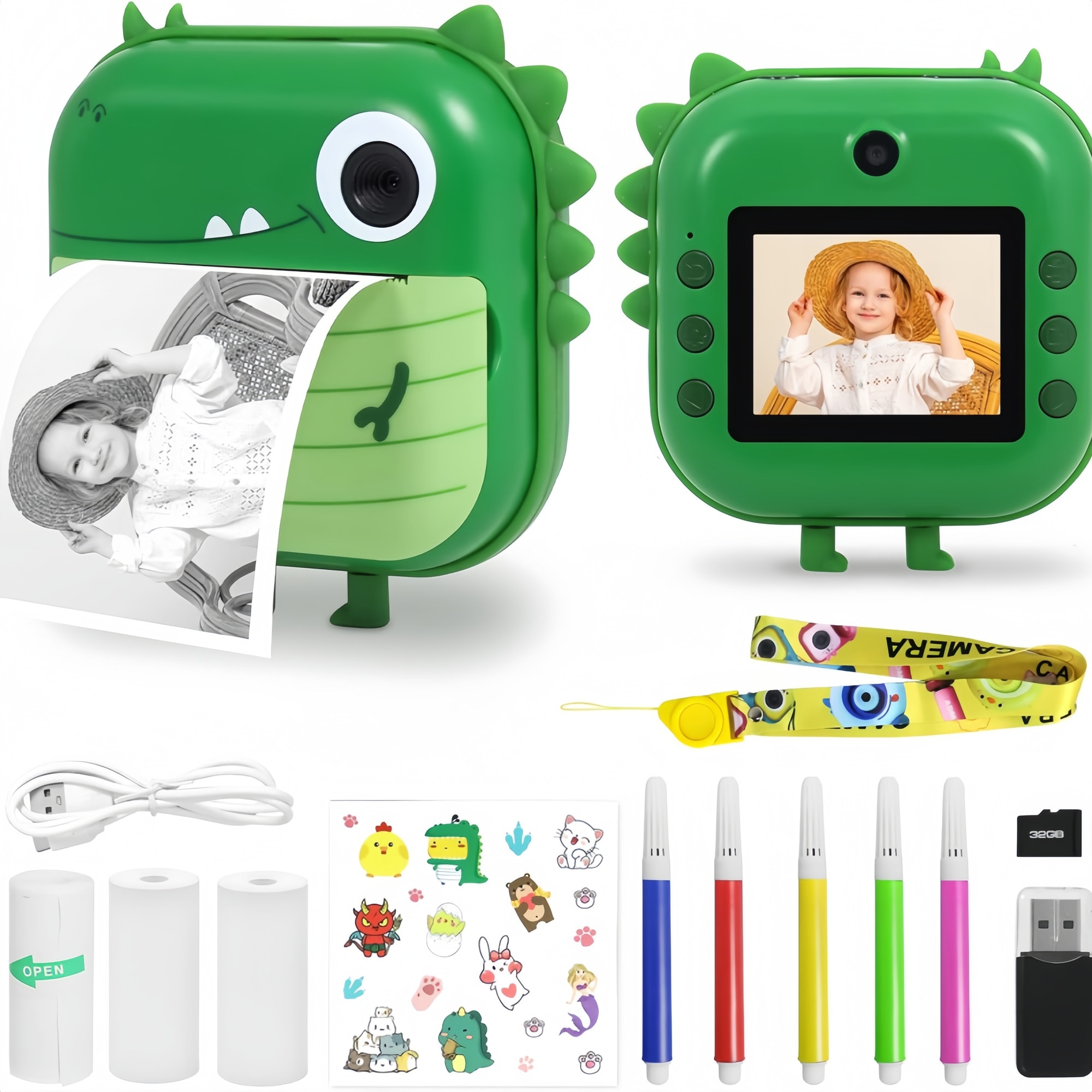 Imprimanta instantanee pentru copii, Camere HD duale 48MP si 1080P ...
