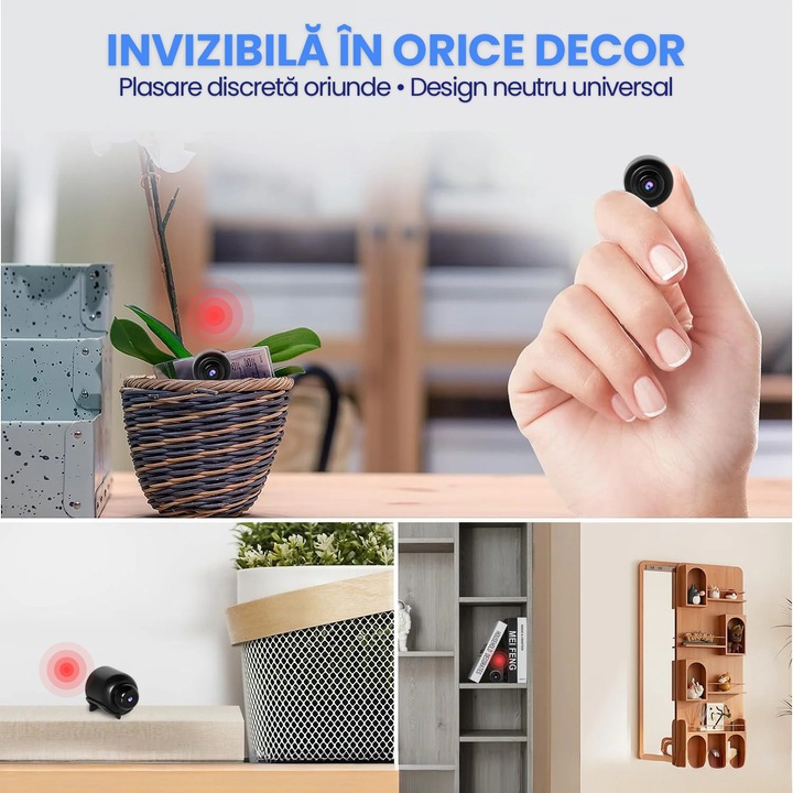 Mini kamera kém WiFi Full HD 1080P + 16GB kártya, 140°-os látószög, AI ...