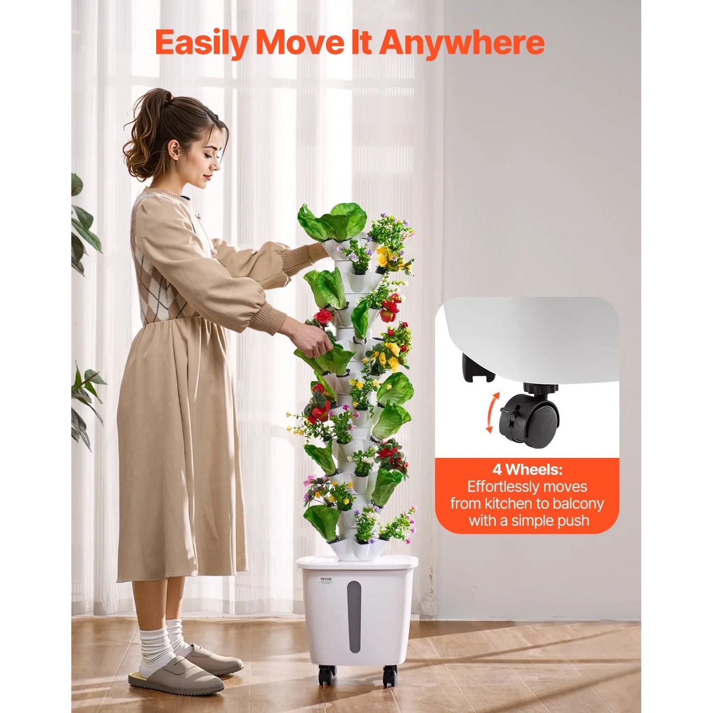 Sistem de cultura hidroponica VEVOR, turn hidroponic vertical cu 50 de ...