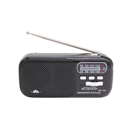 Radio portabil mini, Bluetooth, reducere zgomot, MP3 player, negru ...