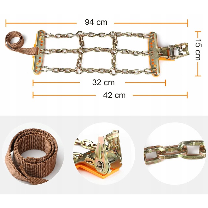 Set 8 Lanturi Metalice pentru Zapada, LAZYhome, Universale ...