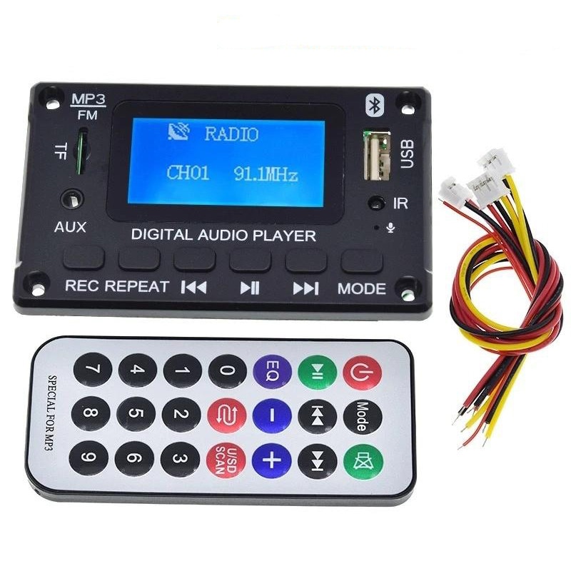 Modul decodor audio MP3 cu radio FM, Bluetooth 5.0, slot card microSD ...