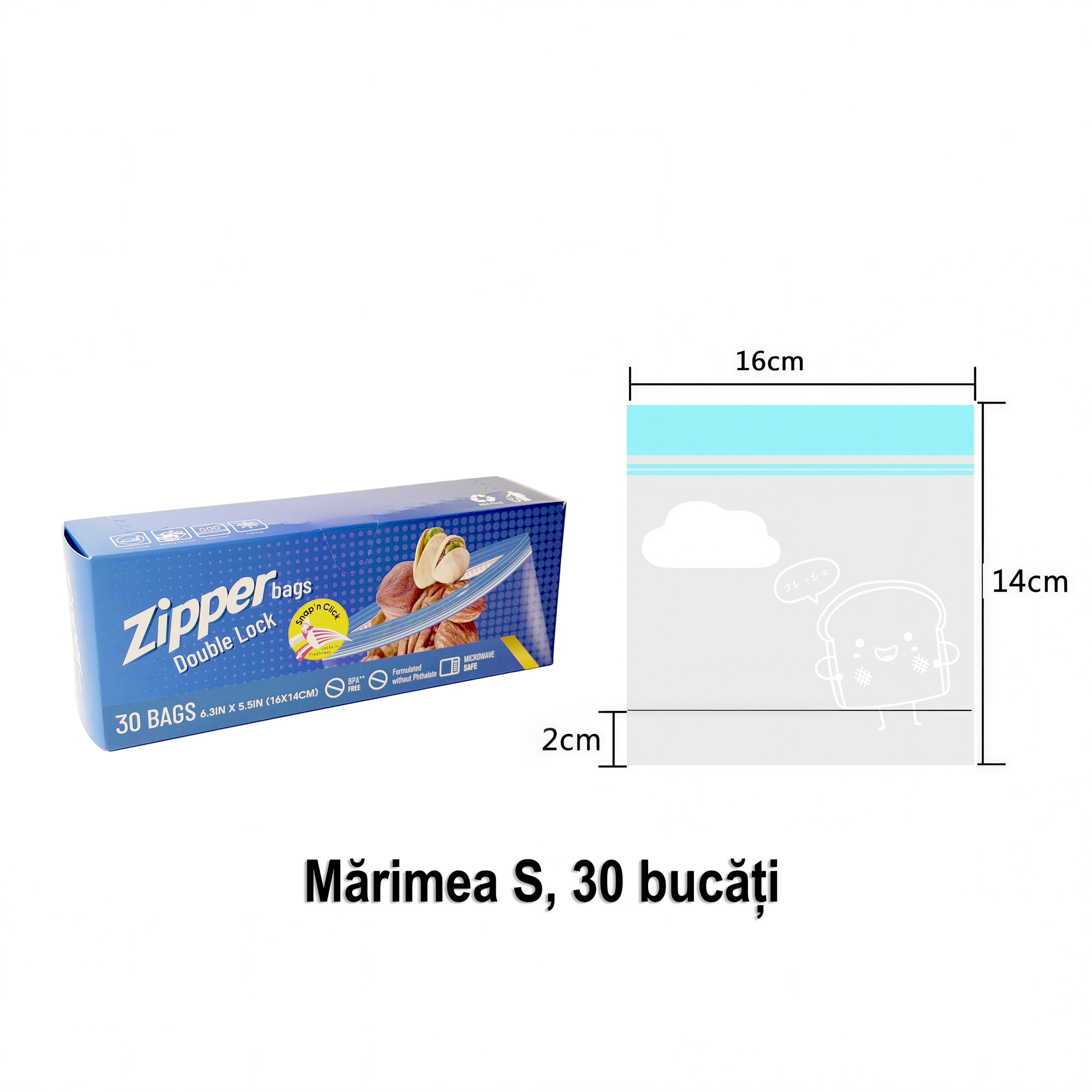 Pungi de Etansare (Zipper Bags) Reutilizabile Marimea S, 30 Bucati ...