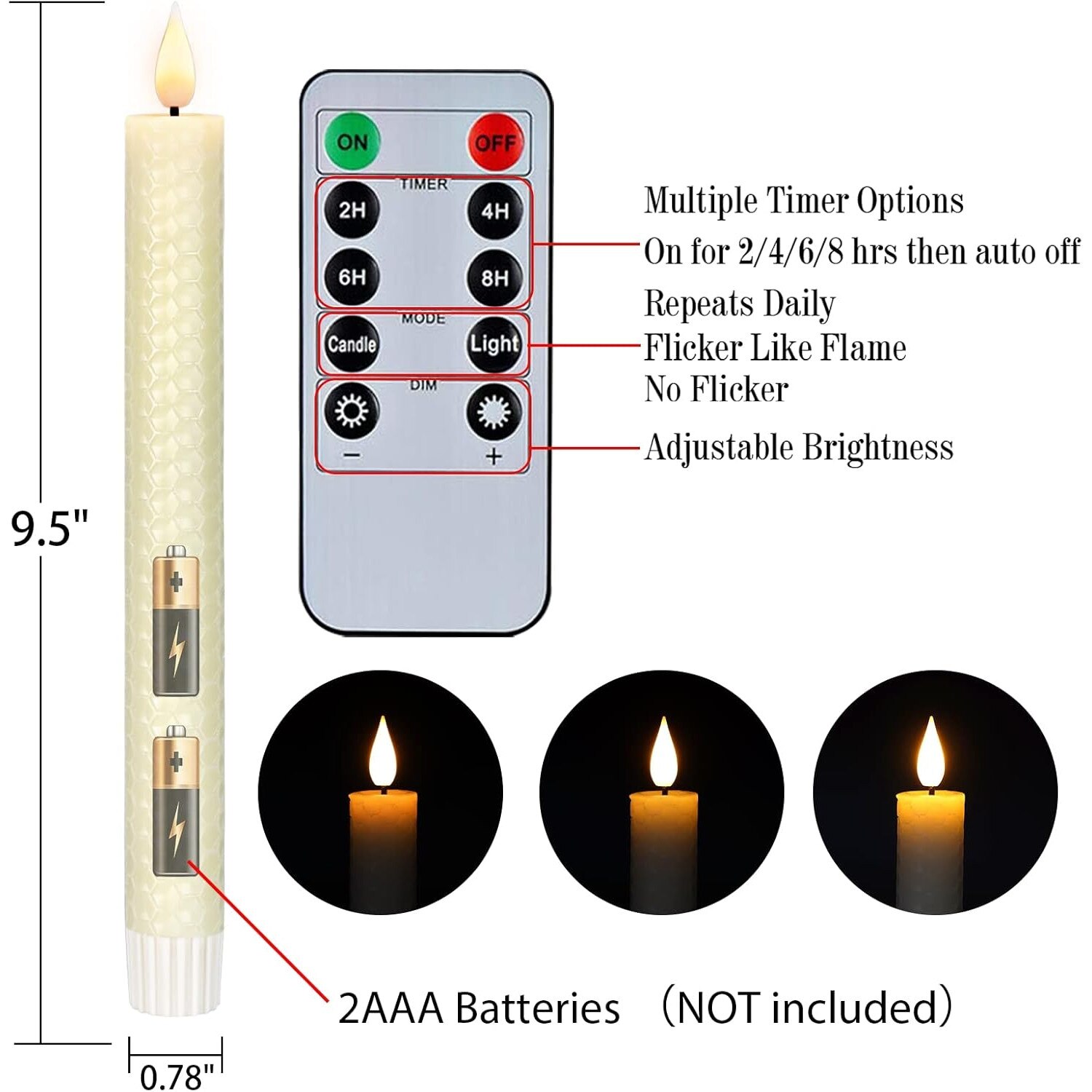 Set 6 lumanari cu LED Design Fagure, Forma Clasica, Invelite in ceara ...